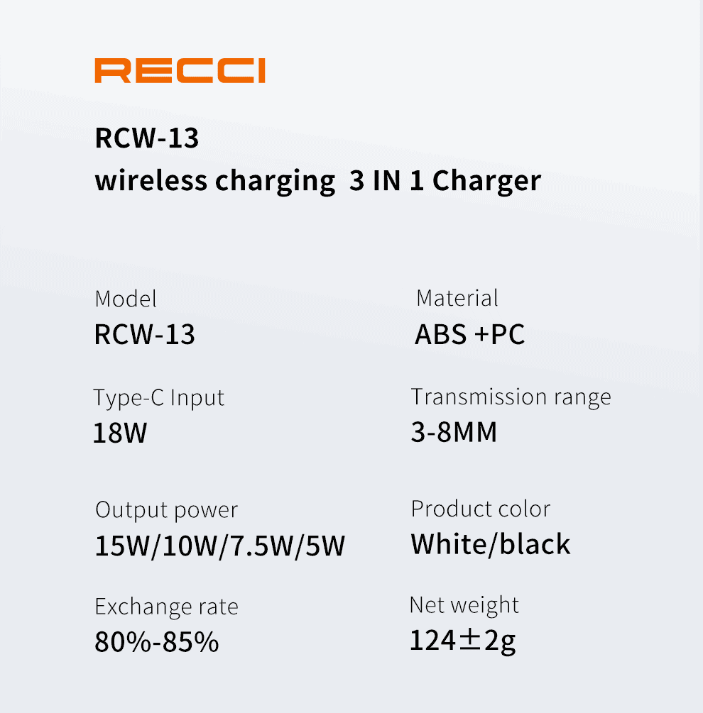 Recci RCW-35 Wireless 3 in 1 Charger– reccimaxco