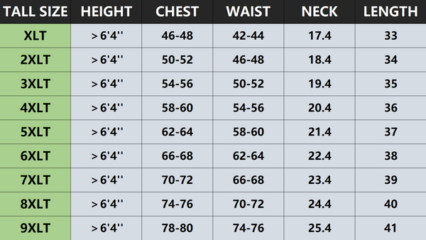 Size Chart – GiantWardrobe