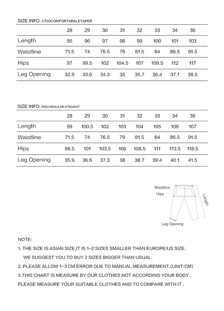 Size Chart | [2024] CT03 - RS04 – SIMWOOD