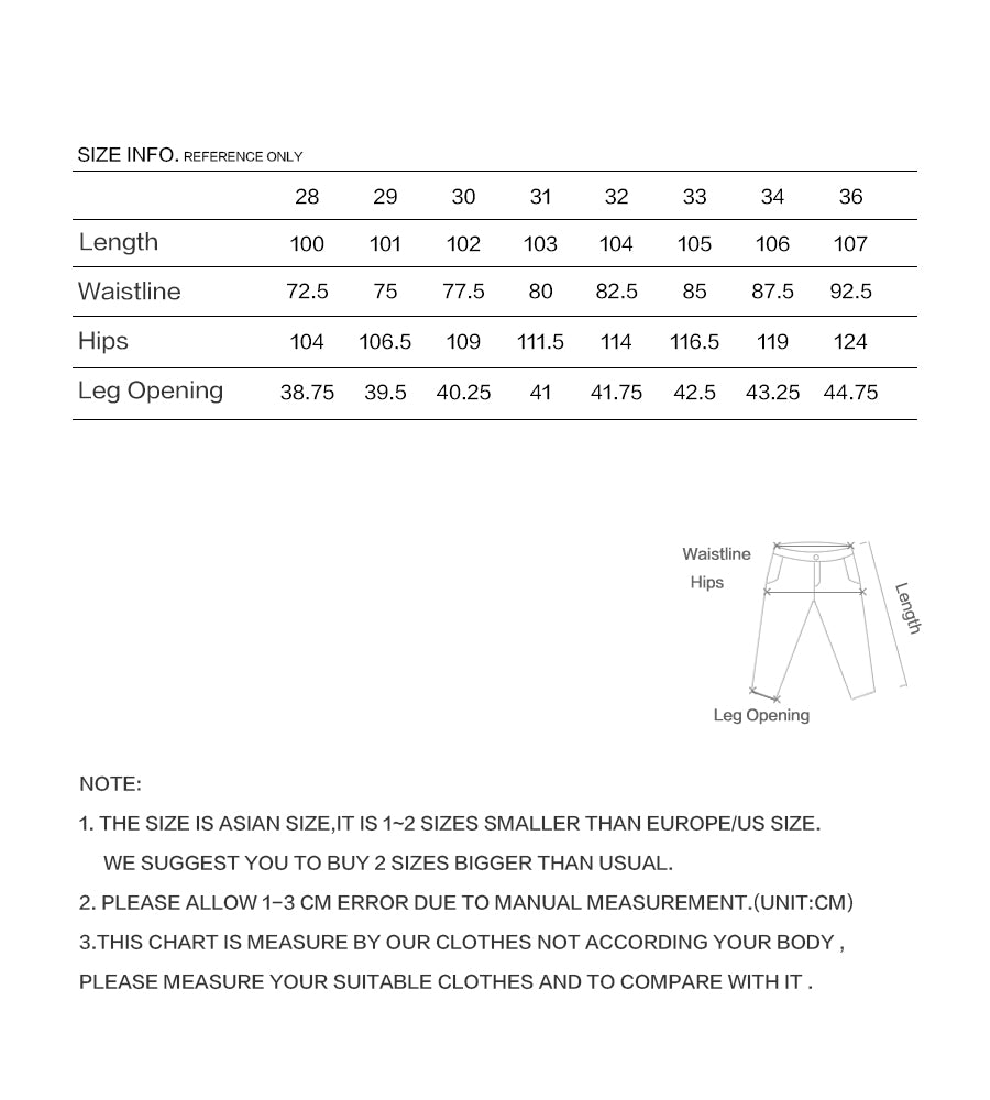 Size Chart - LS07 | Jeans – SIMWOOD