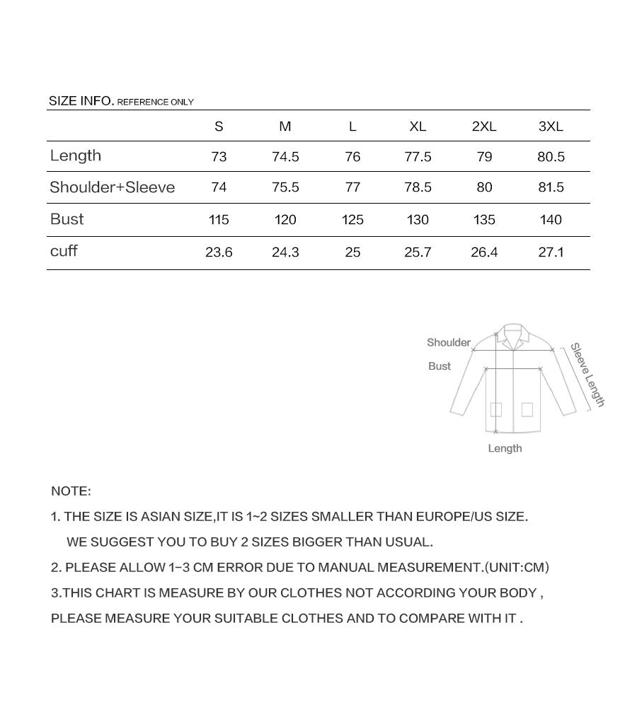 Size Chart Loose | Mid-Length Jacket – SIMWOOD