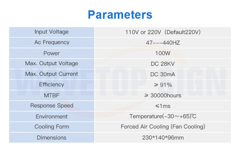 WaveTopSign MYJG-100W CO2 Laser Power Supply – wavetopsign