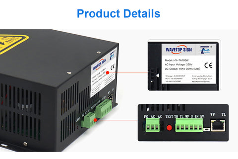 WaveTopSign 100W CO2 Laser Power Supply HY-TA100 With LED – wavetopsign