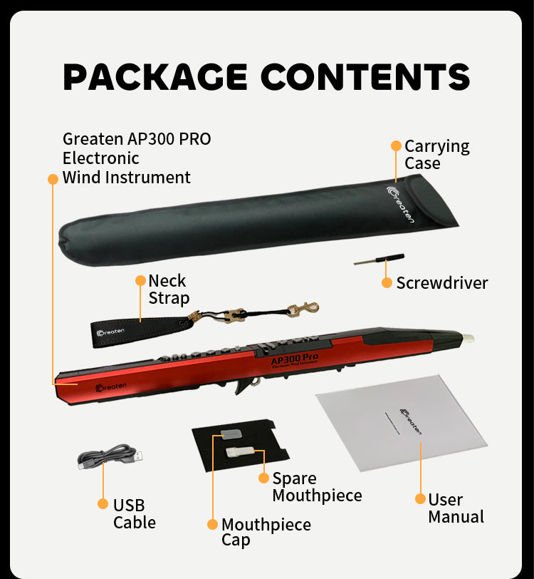 Greaten AP300 Pro Electronic Wind Instrument, 108 Sounds, 8G Sound Sam ...