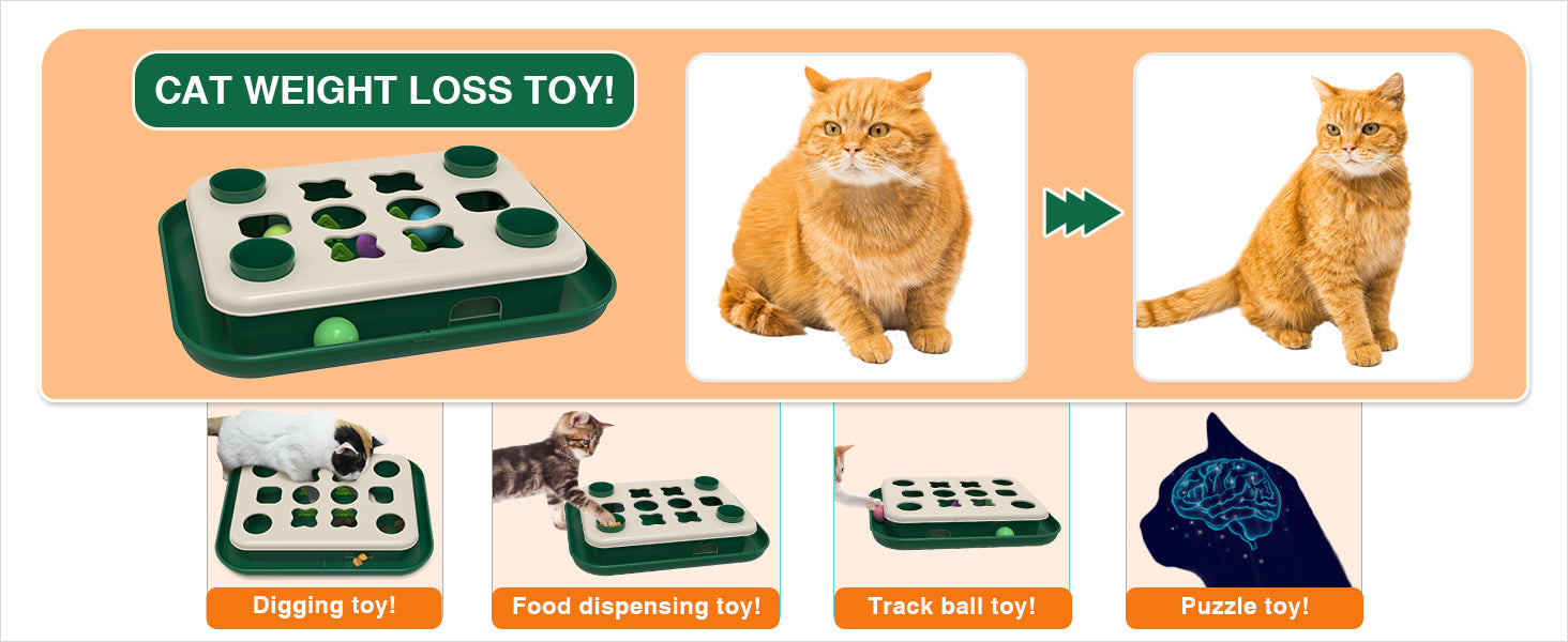 TACKDG 2nd Cats Treasure Chest Cat Puzzle Toy for Kitty Brain Stimulat ...