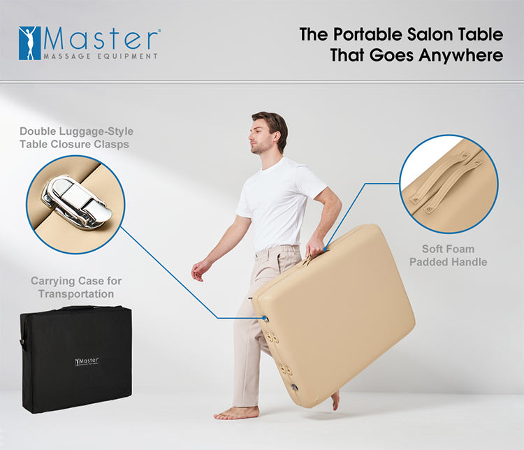 Master Massage 28" Argo Portable Massage Table Package in Black Uphols ...