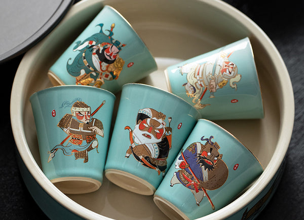 Five Tiger Generals Ceramic Creative Gaiwan Kungfu Tea Set - MoriMa Tea ...