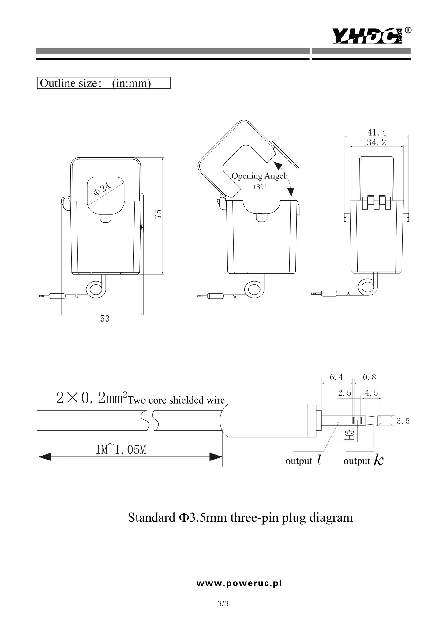 Input Transformer YHDC SCT006 Split Core Current Transformer - 20A ...
